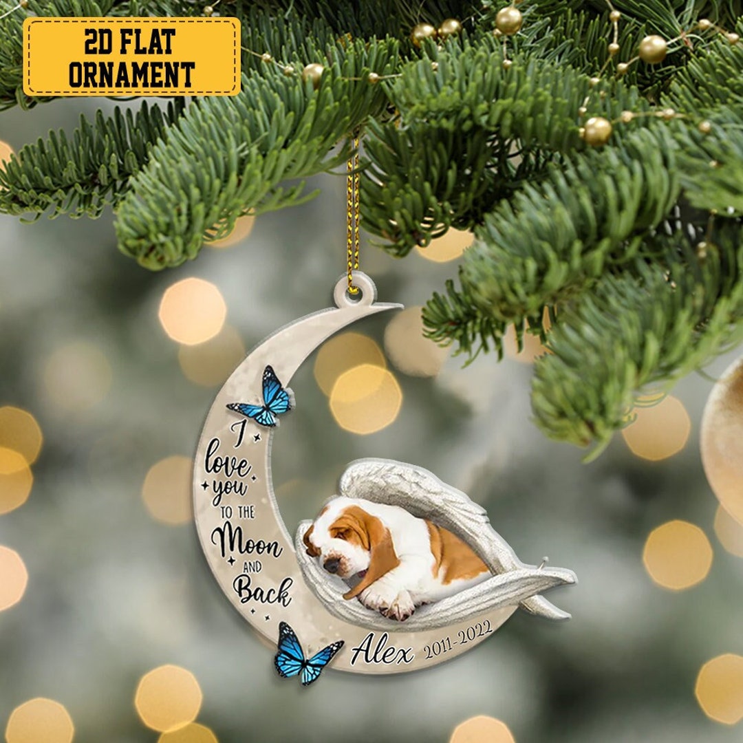 Custom Basset Hound Dog Ornament Love You to the Moon and - Etsy