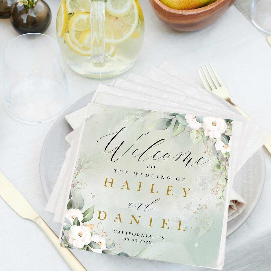 Personalized Wedding Napkins Custom Cocktail Napkins Wedding Reception ...