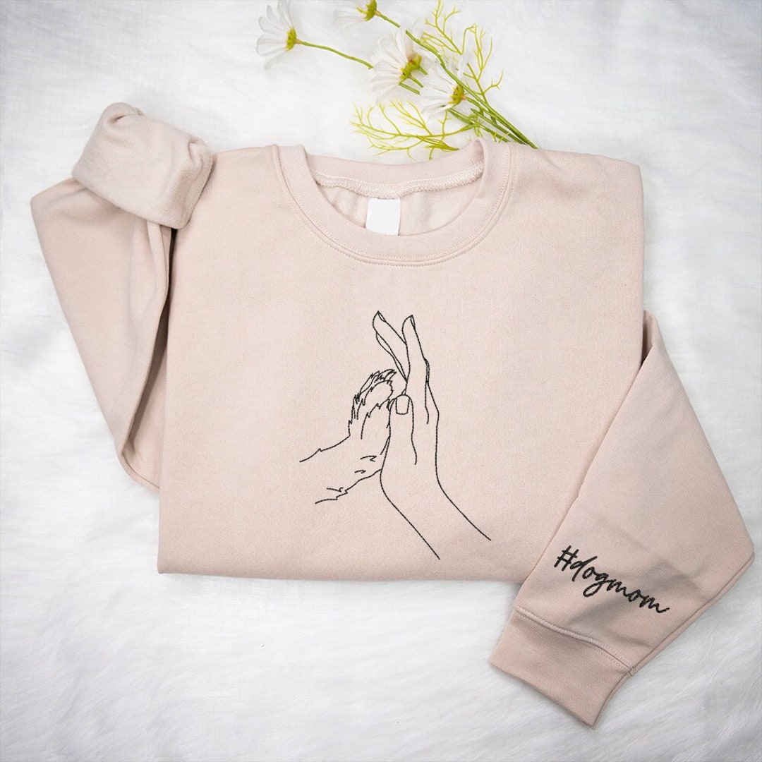 Embroidered Paw and Hand Sweatshirt, Paw Love Shirt, Valentine Pet ...
