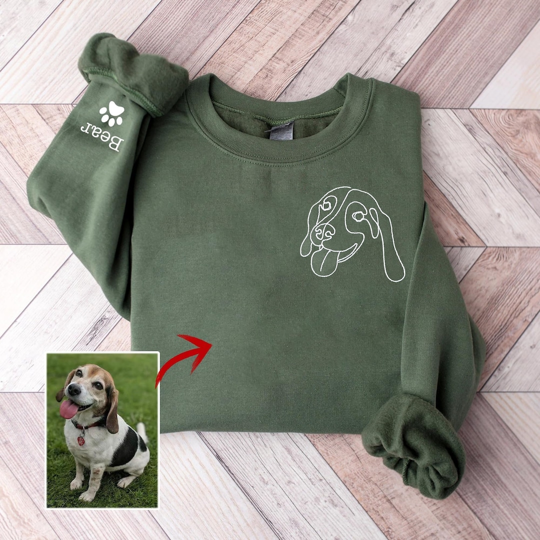 Personalized Embroidered Dog Hoodie, Custom One-line Pet Sweatshirt ...