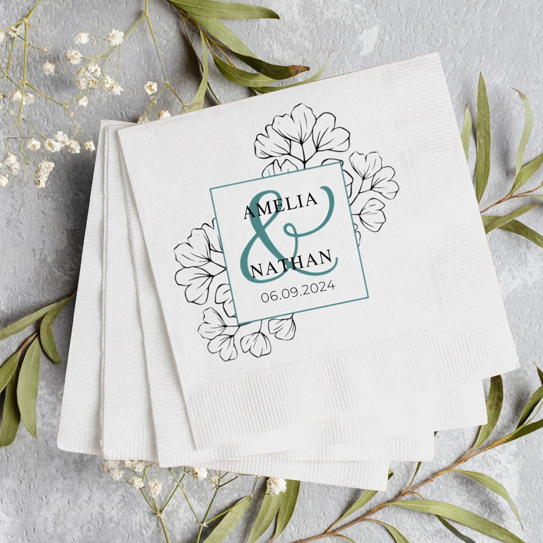 Personalized Wedding Napkins Custom Cocktail Napkins Wedding Reception ...