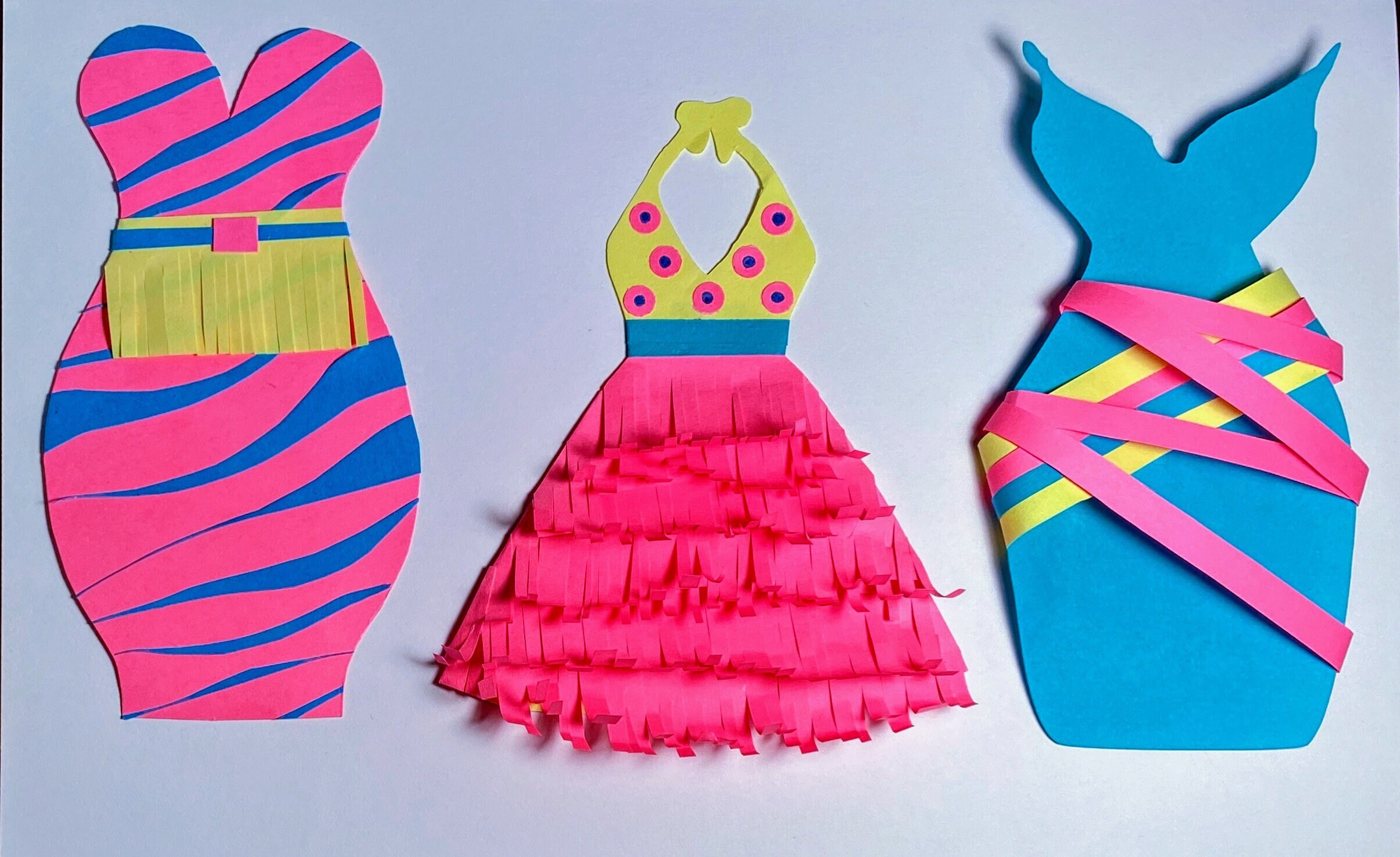 Neon Paper Dress 2D Sculpture - Etsy