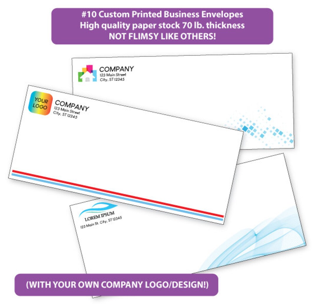 Custom Printed Business Envelopes #10 Size - Etsy