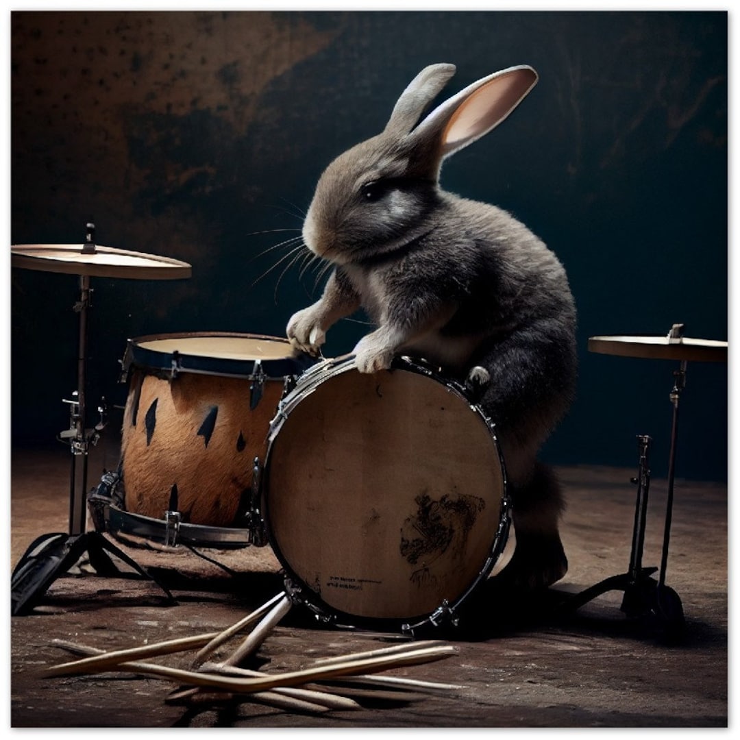 Bunny Rabbit Playing Drums Aluminum Wall Art - Etsy