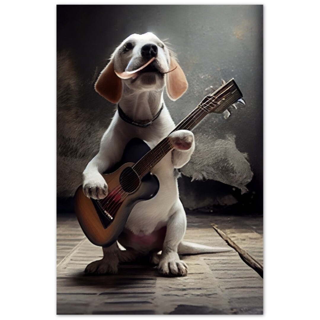 Dog Playing Guitar V2 Aluminum Wall Art - Etsy