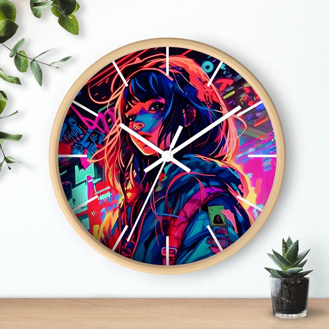 Neon Anime Girl Clock Anime Wall Clock - Etsy