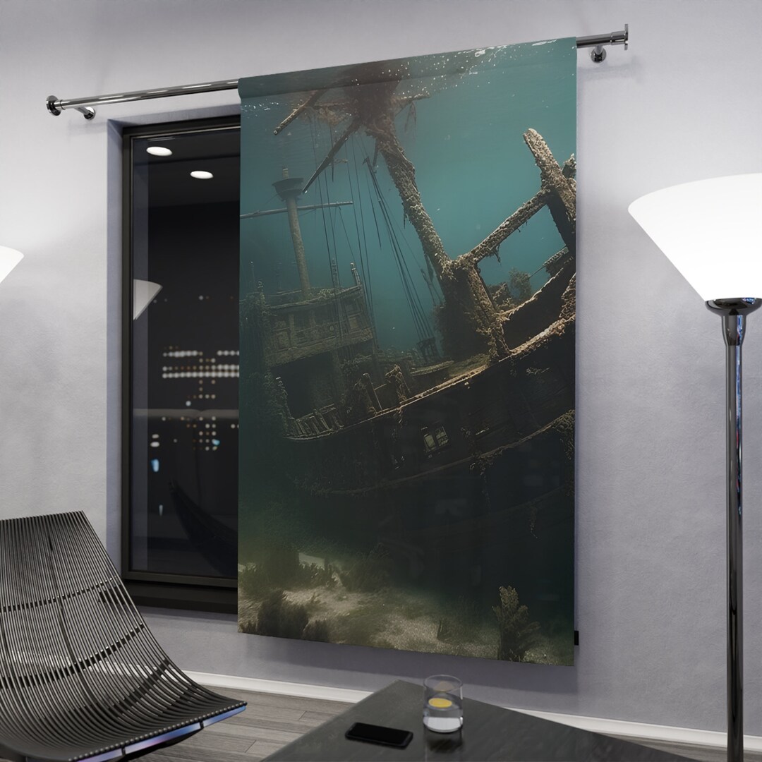Sunken Pirate Ship Designer Window Curtain - Etsy