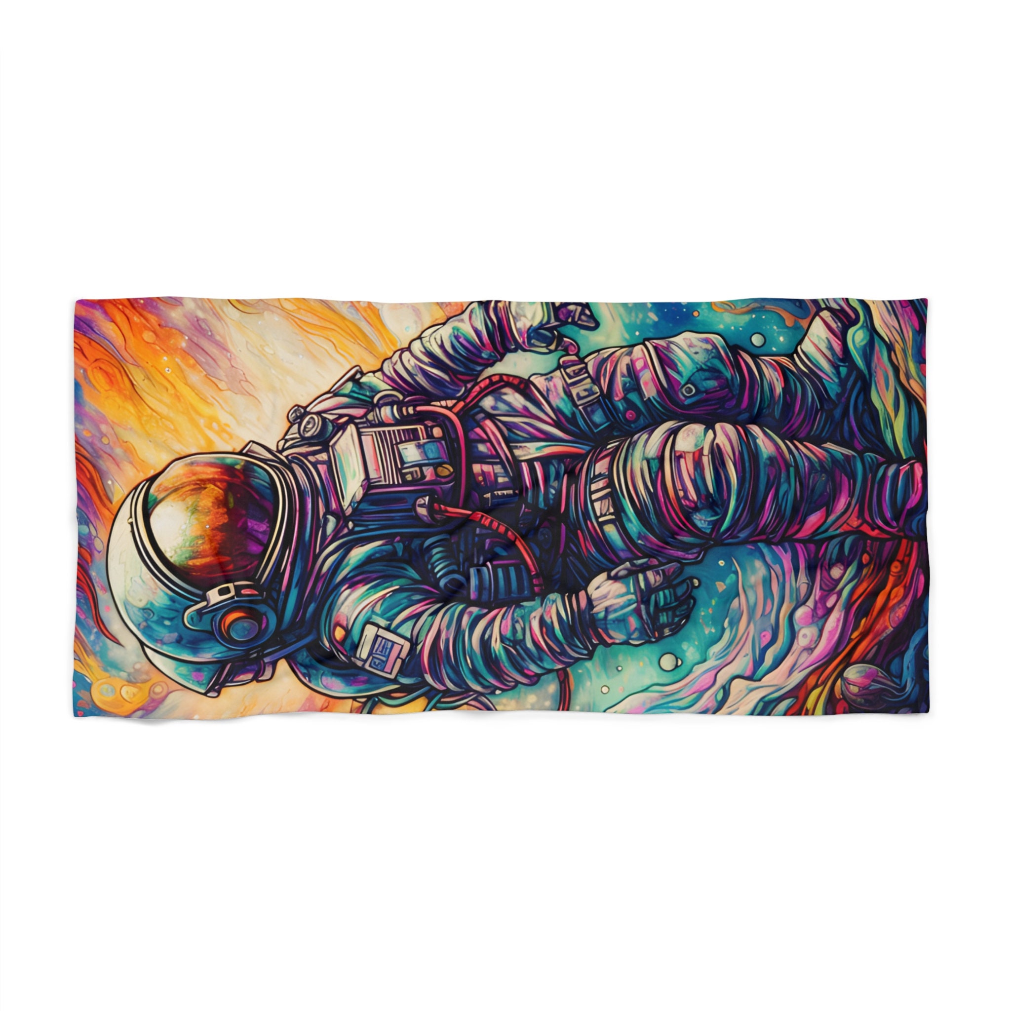 Trippy Astronaut Beach Towel Space Beach Towel - Etsy