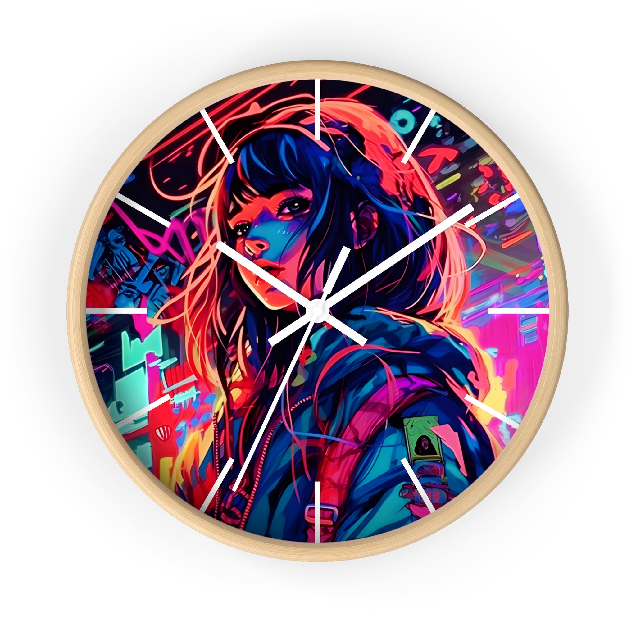 Neon Anime Girl Clock Anime Wall Clock - Etsy