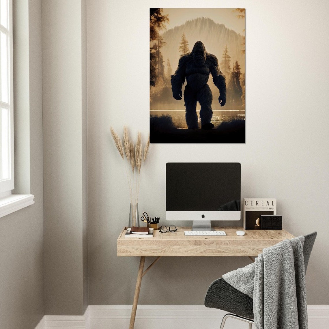 Bigfoot Poster Sasquatch Poster 33x46 Large Wall Art Cabin Decoration ...