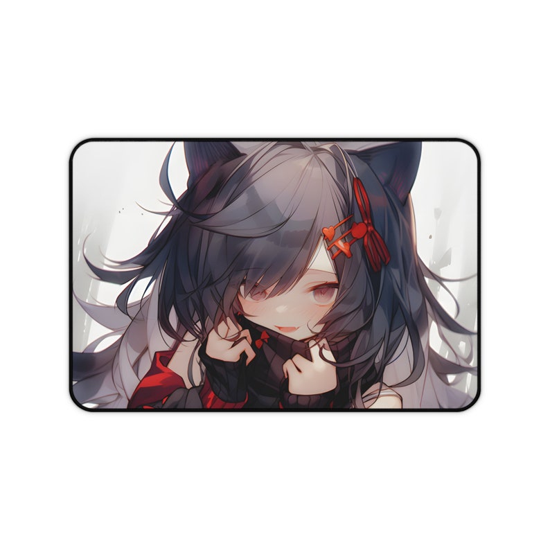 Yandere Cat Girl Desk Mat Anime Mouse Pad - Etsy