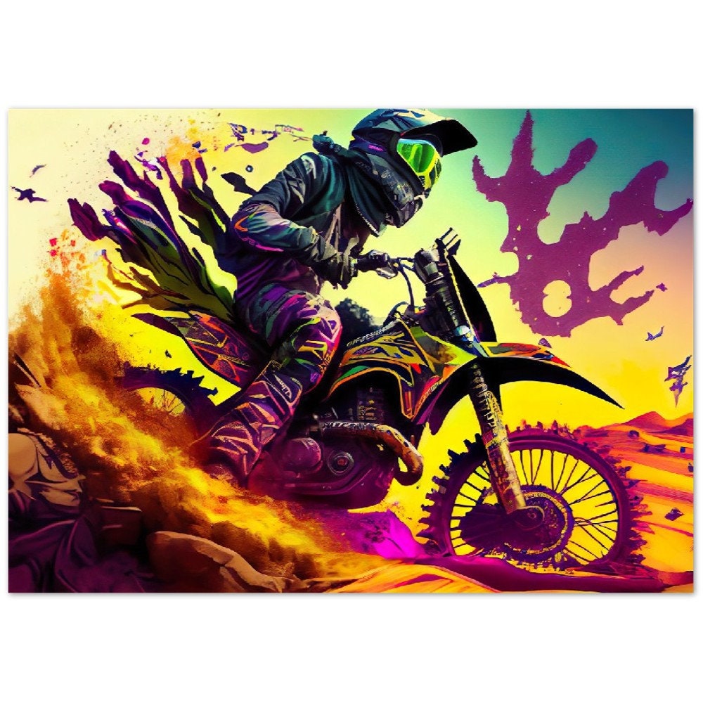 Motocross Poster 33x46 Trippy Wall Art Home Decor Large Wall - Etsy