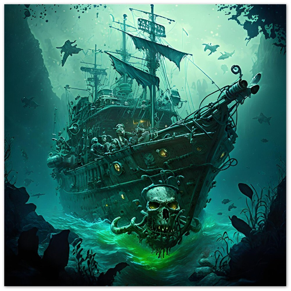 Sunken Pirate Ship Aluminum Wall Art Pirate Decor Sunken Ship Metal ...