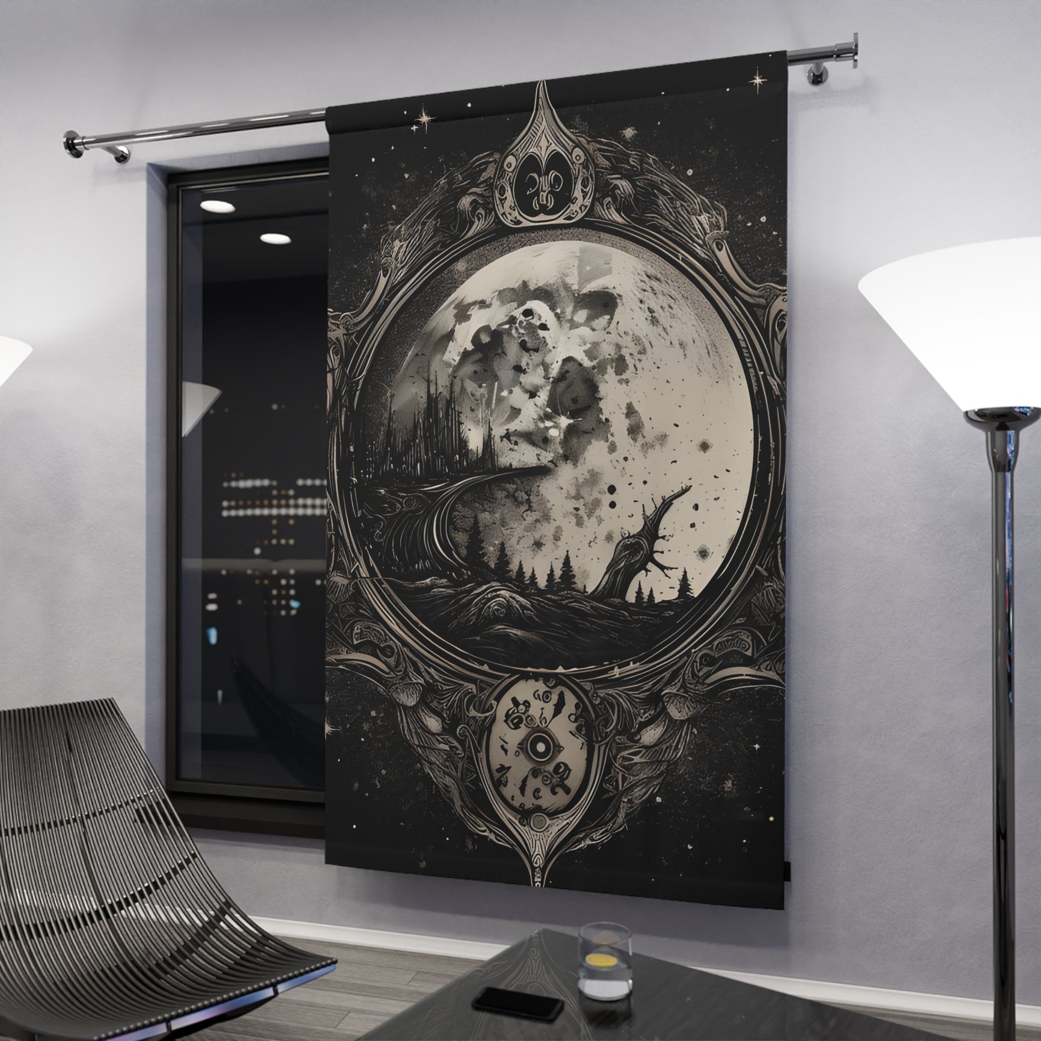 Gothic Moon Window Curtain Space Blackout Window Curtain - Etsy