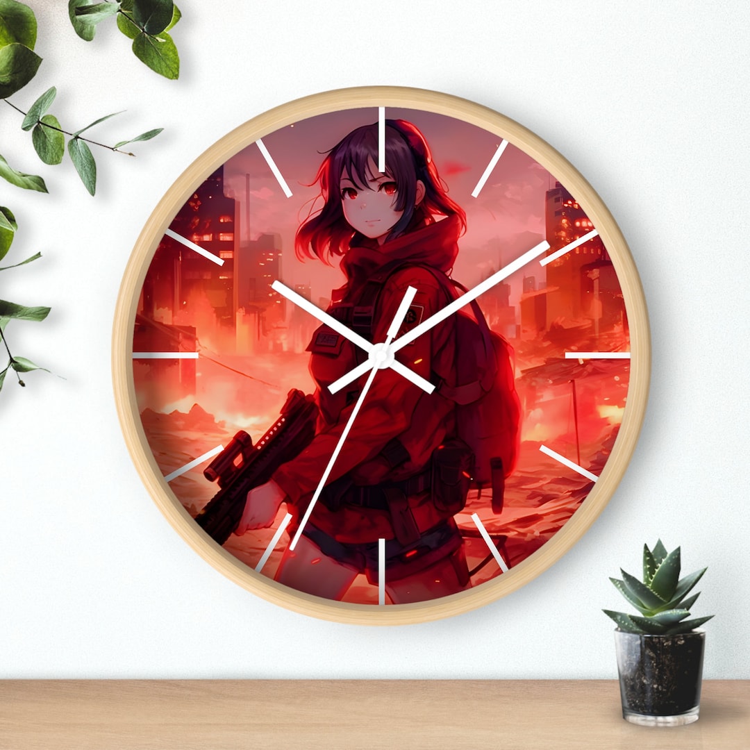Anime Girl Warrior Clock Anime Wall Clock - Etsy