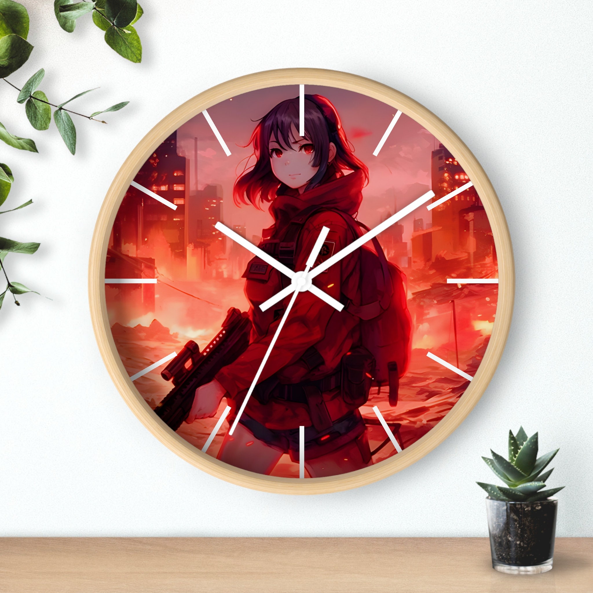 Anime Girl Warrior Clock Anime Wall Clock - Etsy
