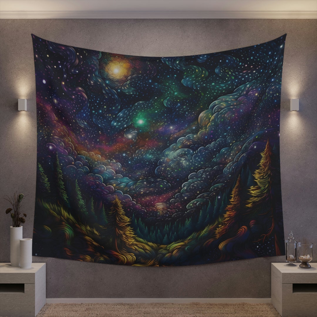 Trippy Starry Night Sky Tapestry - Etsy
