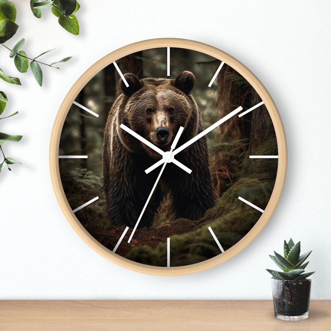 Grizzly Bear Clock 10 Inch Wall Clock Cabin Clock - Etsy