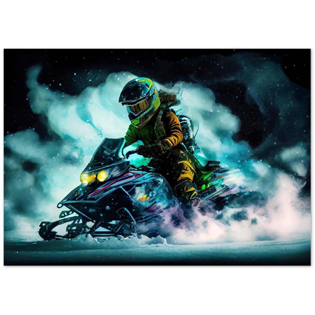 Snowmobiling Poster 46x33 Trippy Wall Art Print Large Wall Art Home ...