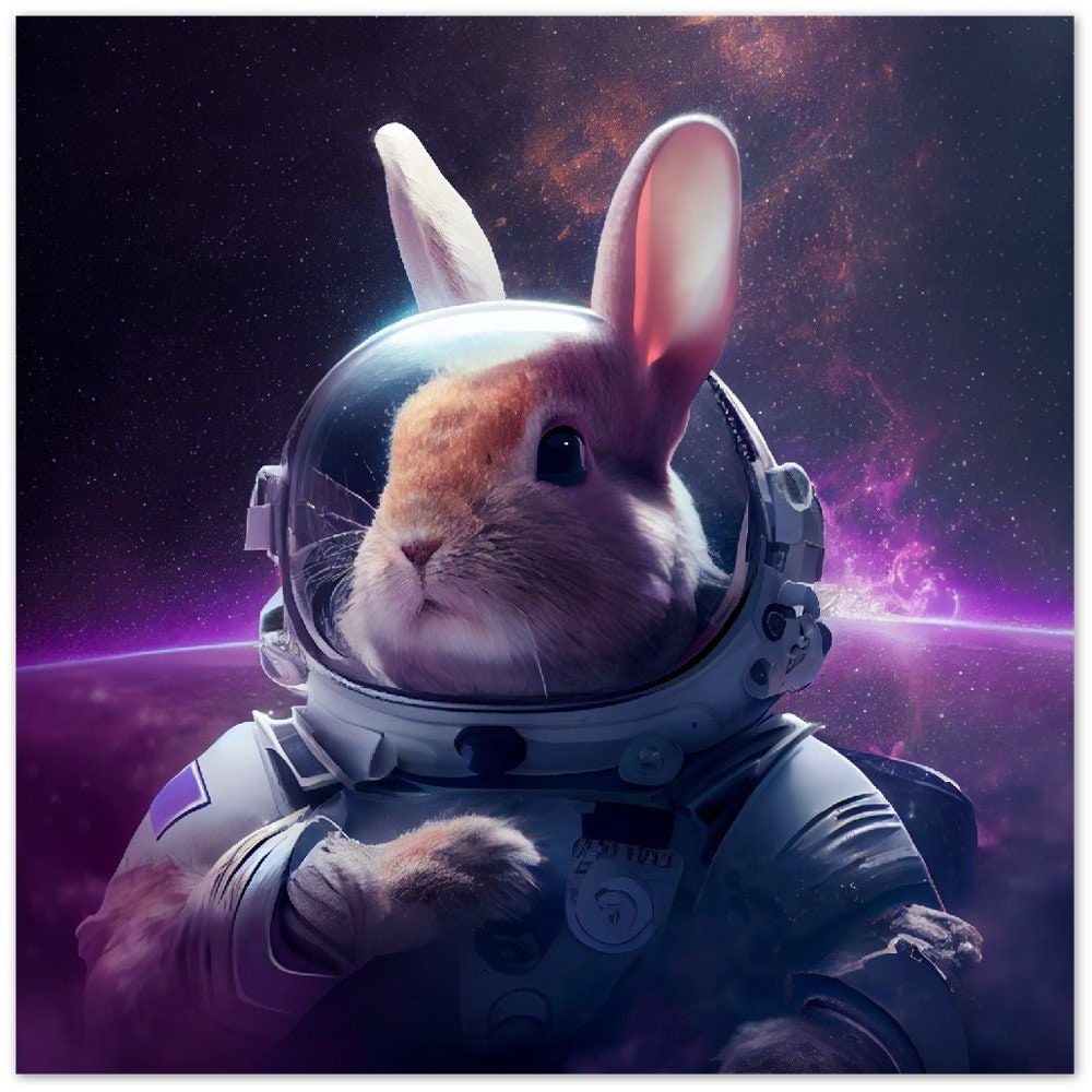 Bunny Rabbit in Space V4 Aluminum Wall Art - Etsy