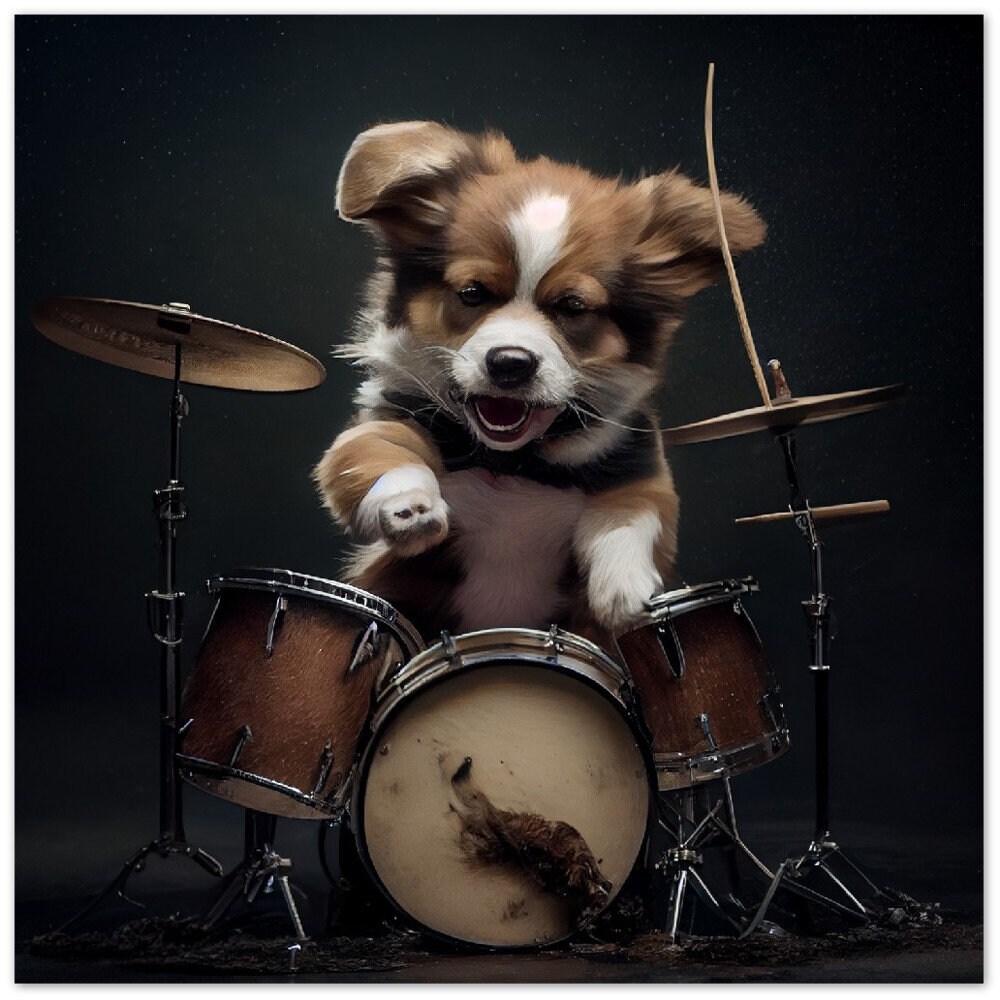 Dog Playing Drums V2 Aluminum Wall Art - Etsy