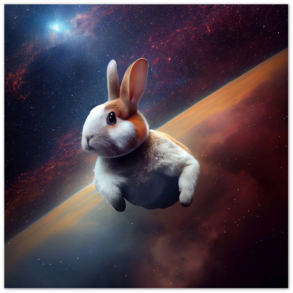 Bunny Rabbit in Space Aluminum Wall Art - Etsy