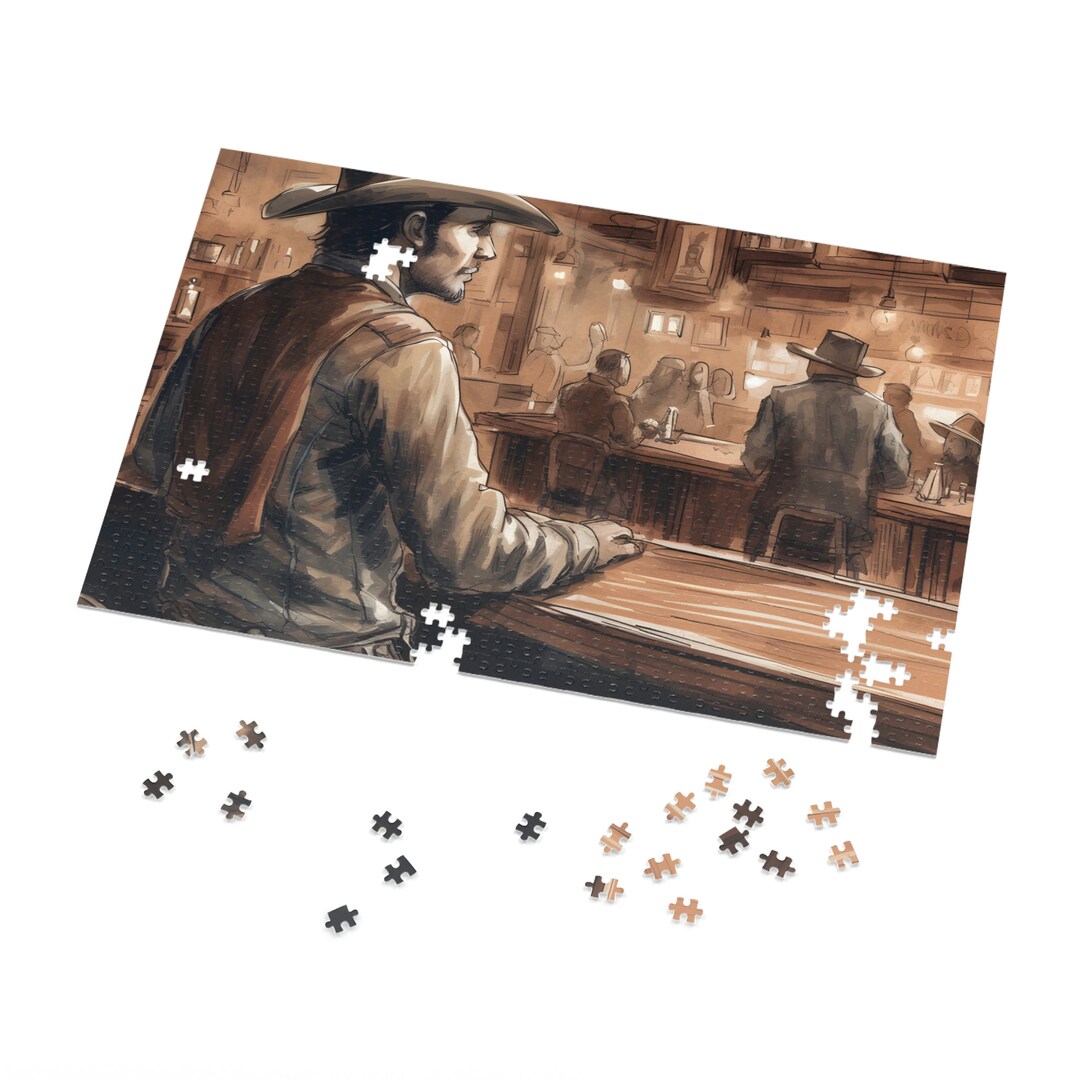 Cowboy in A Bar Designer Puzzle 1000 Piece Western Puzzle Cowboy Puzzle ...