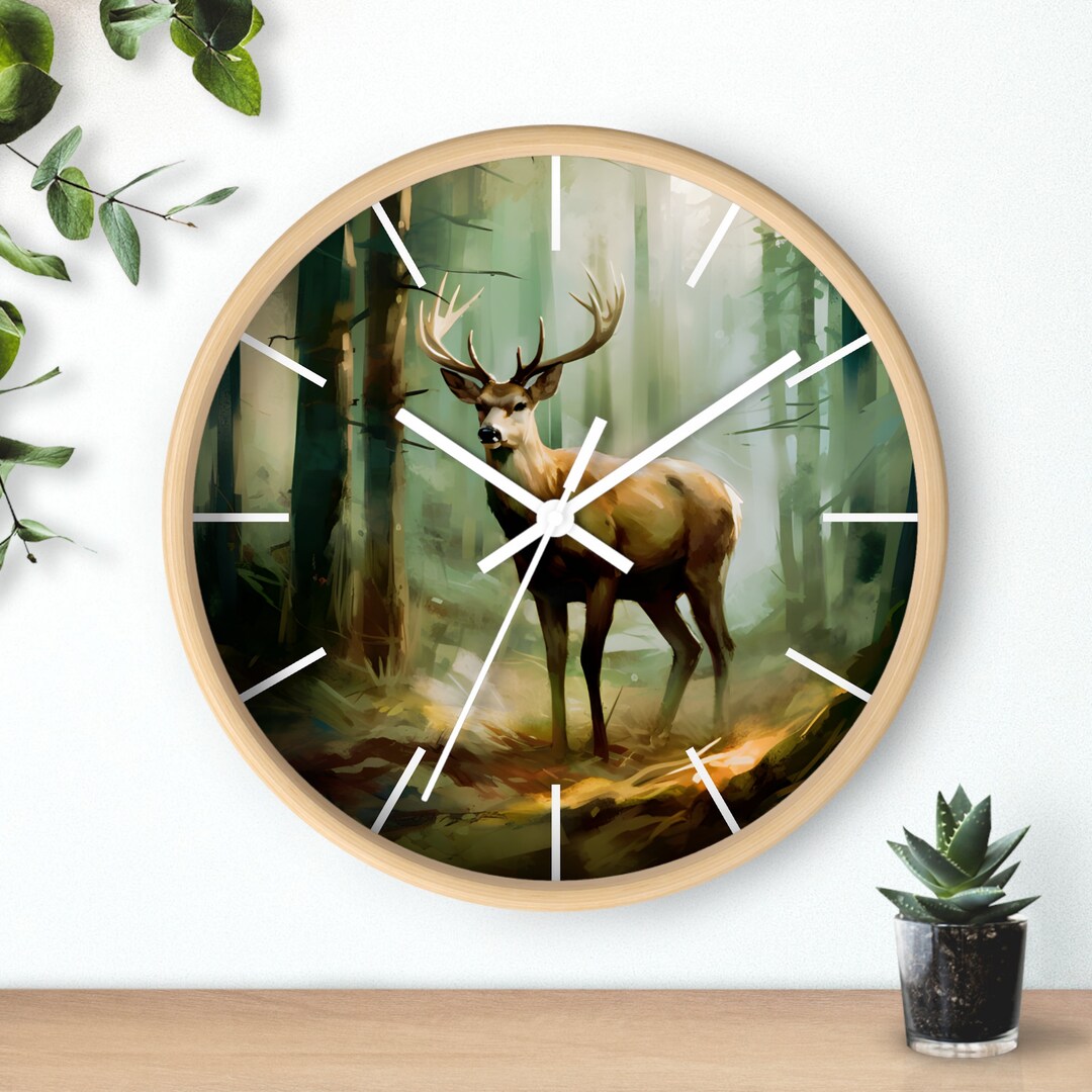 Deer in the Woods Clock 10 Inch Wall Clock Cabin Clock - Etsy