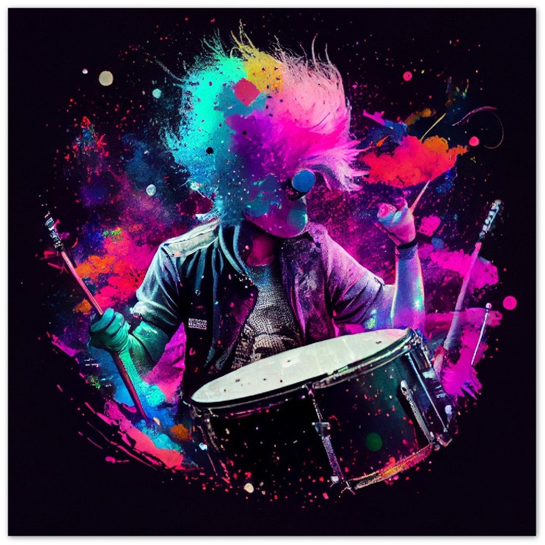 Trippy Punk Rock Drummer Aluminum Wall Art - Etsy