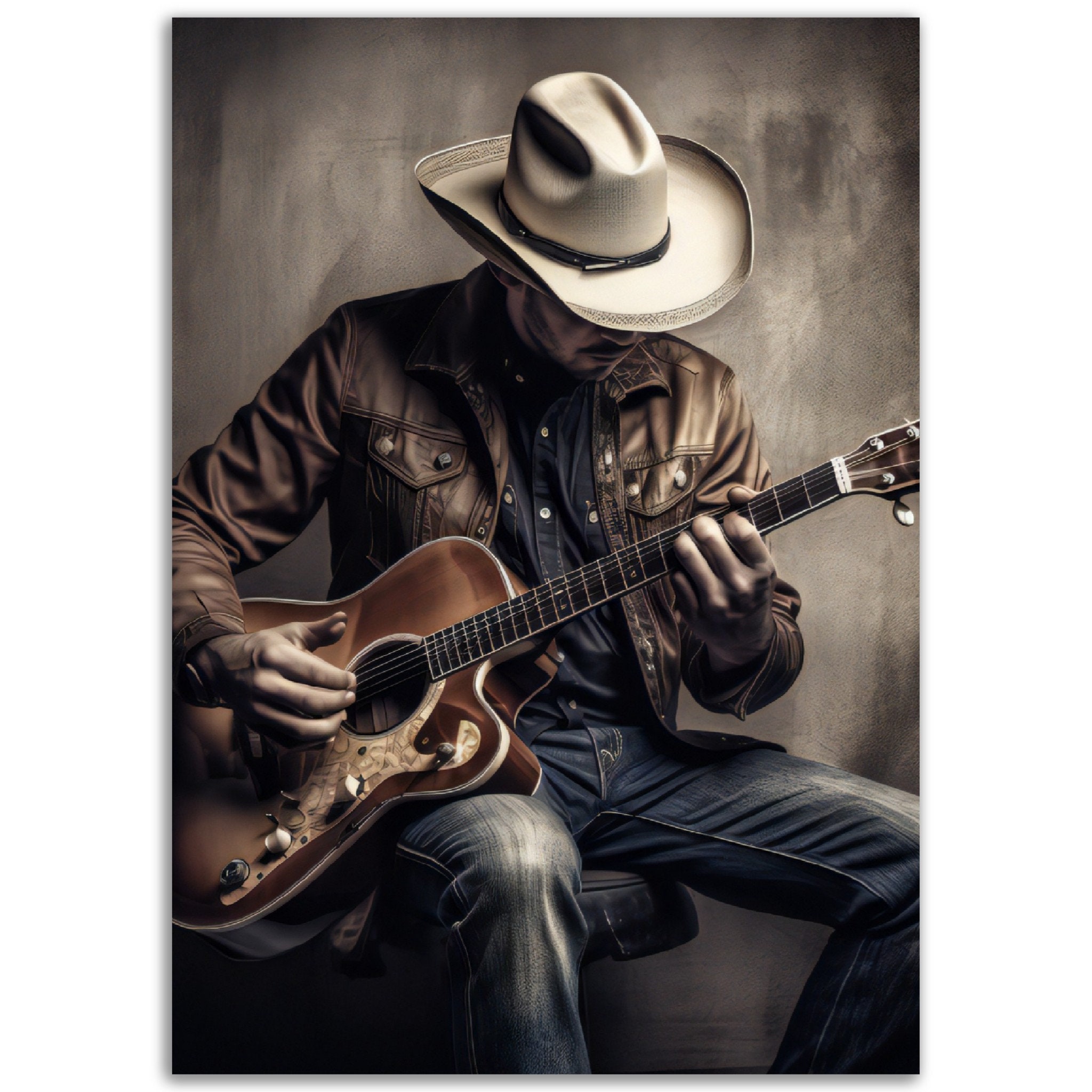 Cowboy Playing Guitar Poster 33x46 Vintage Wall Art Western Poster Man Cave Art Cowboy Poster ...