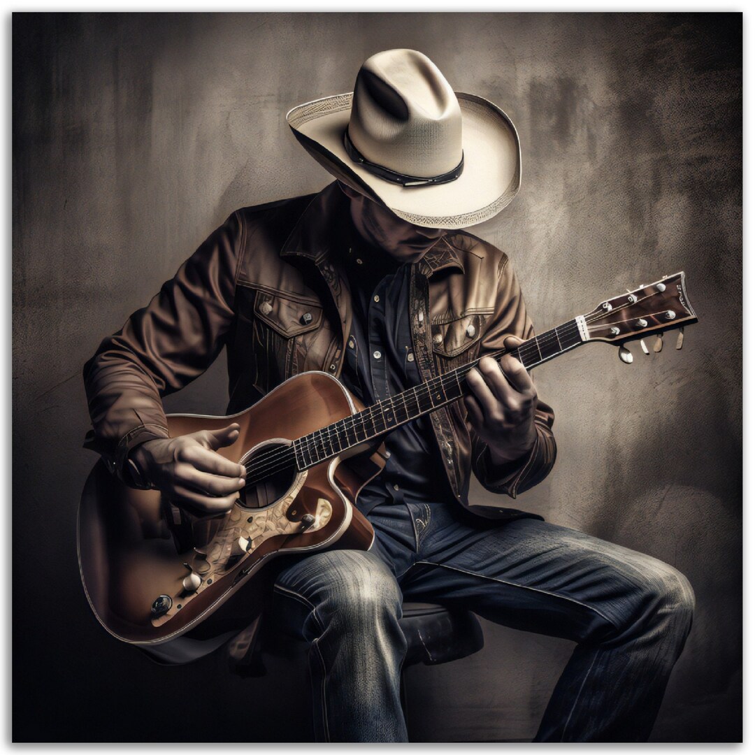 Cowboy Playing Guitar Aluminum Wall Art - Etsy