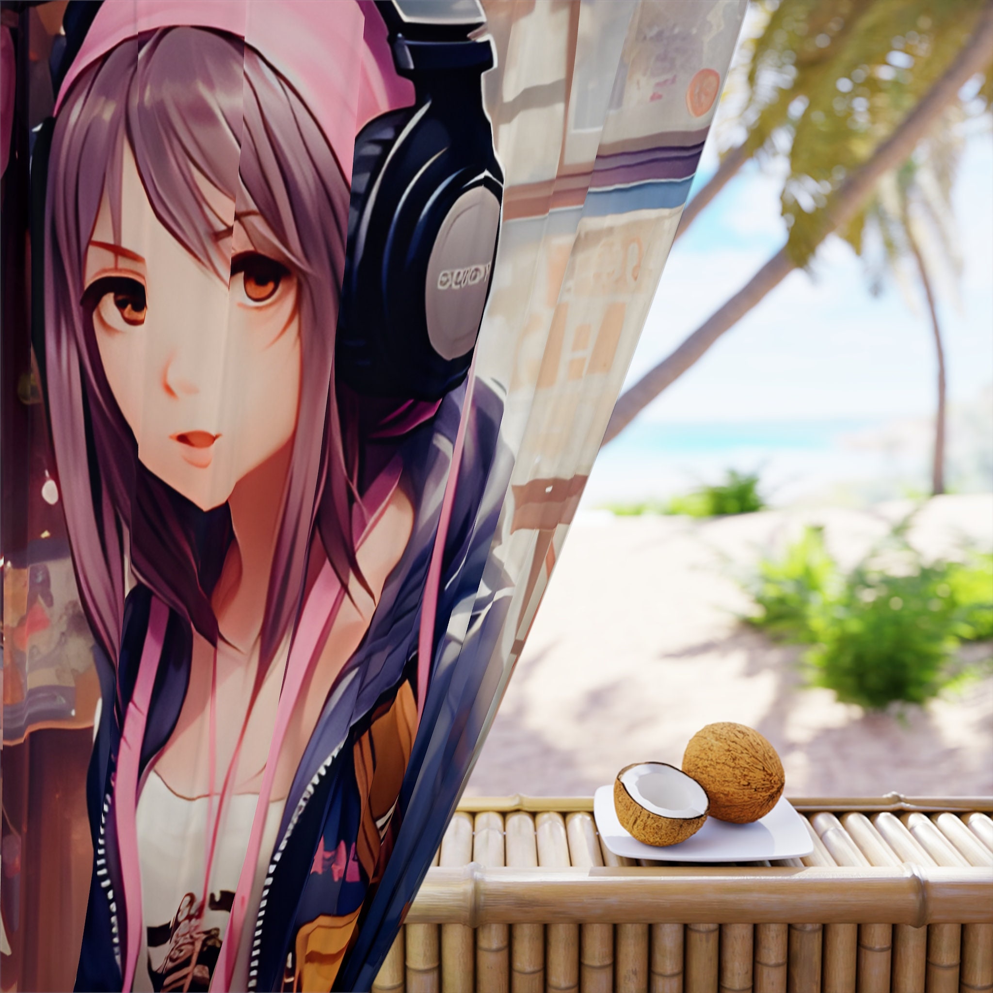 Anime Girl Blackout Window Curtain Anime Window Curtain - Etsy