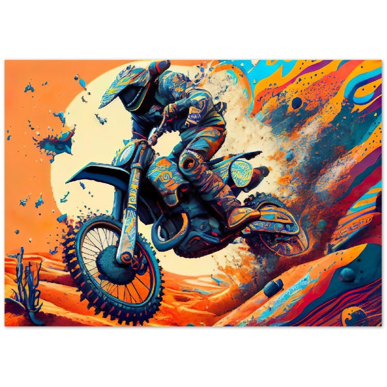 Motocross Poster 33x46 Trippy Wall Art Home Decor Large Wall Art Print ...