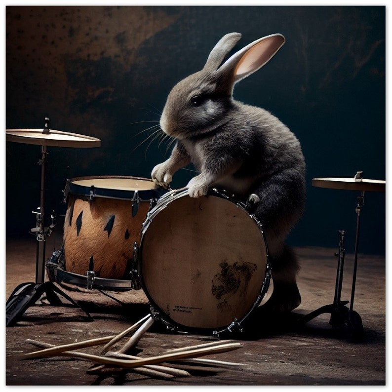 Bunny Rabbit Playing Drums Aluminum Wall Art - Etsy