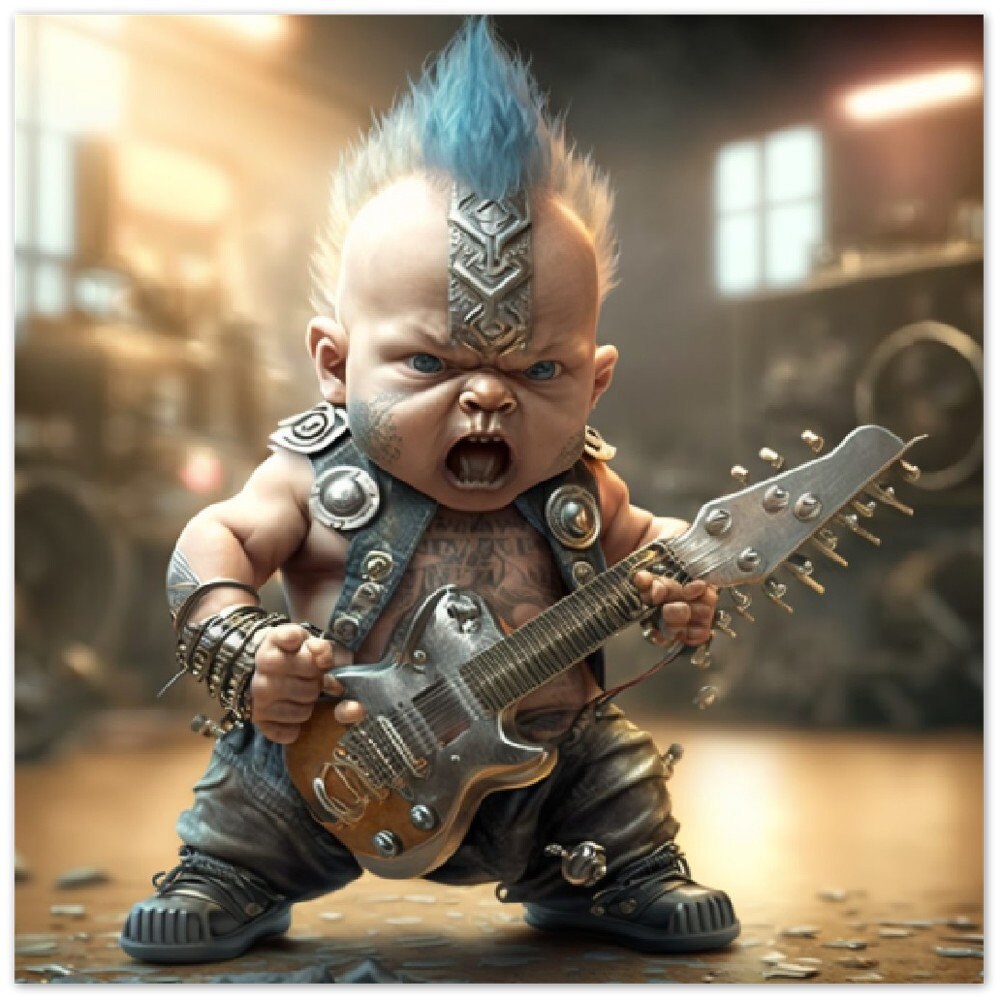 Mohawk Baby Playing Guitar - Etsy