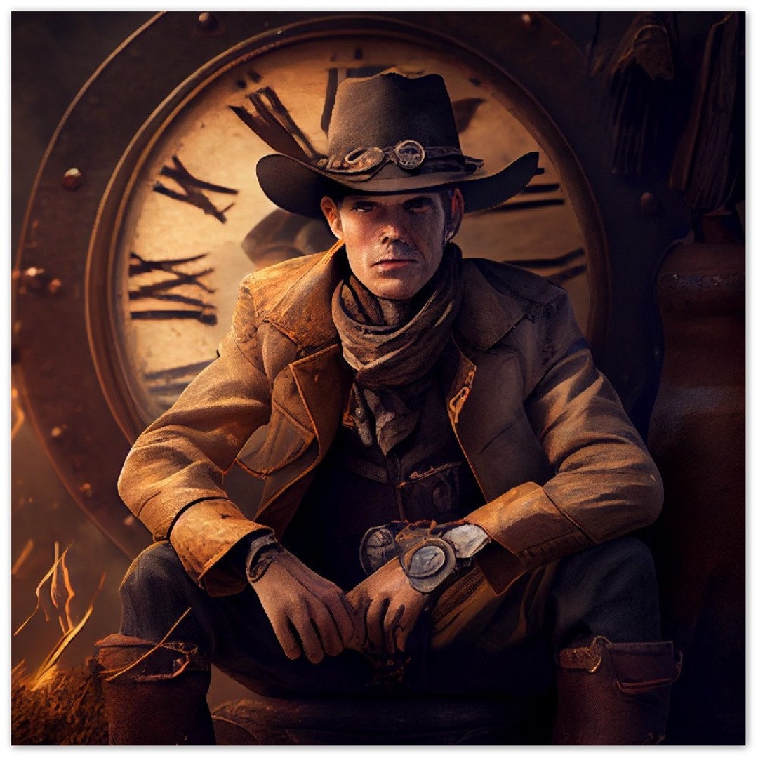 Cowboy of Time Western Poster Trippy Wall Art Country Aluminum Metal ...
