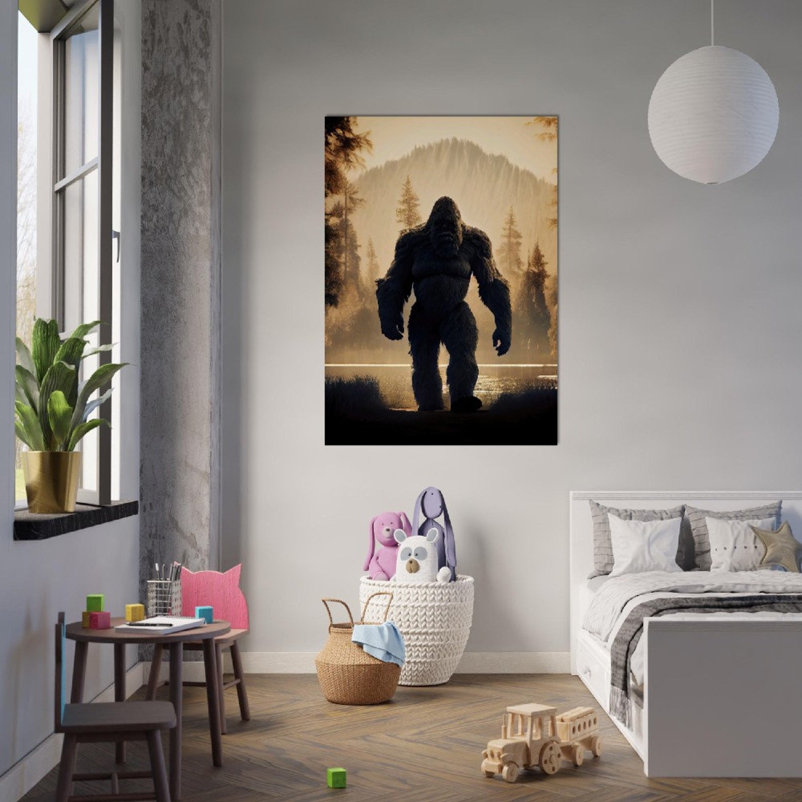 Bigfoot Poster Sasquatch Poster 33x46 Large Wall Art Cabin Decoration ...