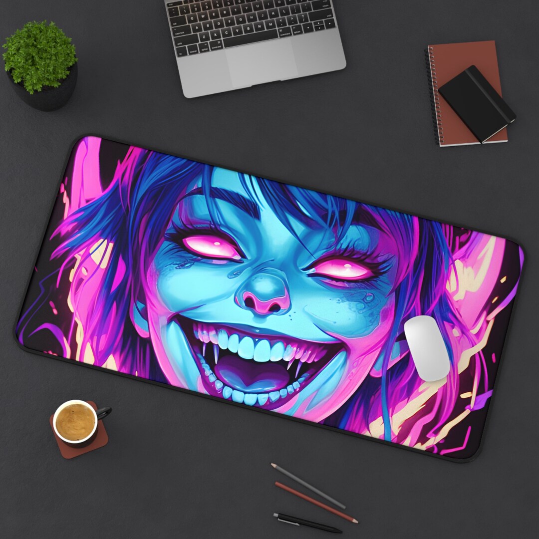 Manic Anime Girl Desk Mat Anime Mouse Pad - Etsy