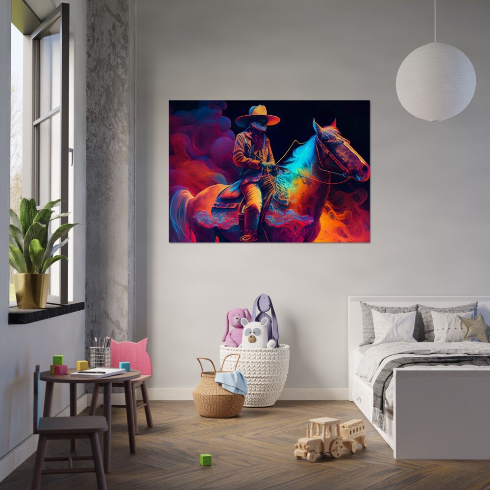 Trippy Cowboy Poster 46x33 Trippy Wall Art - Etsy