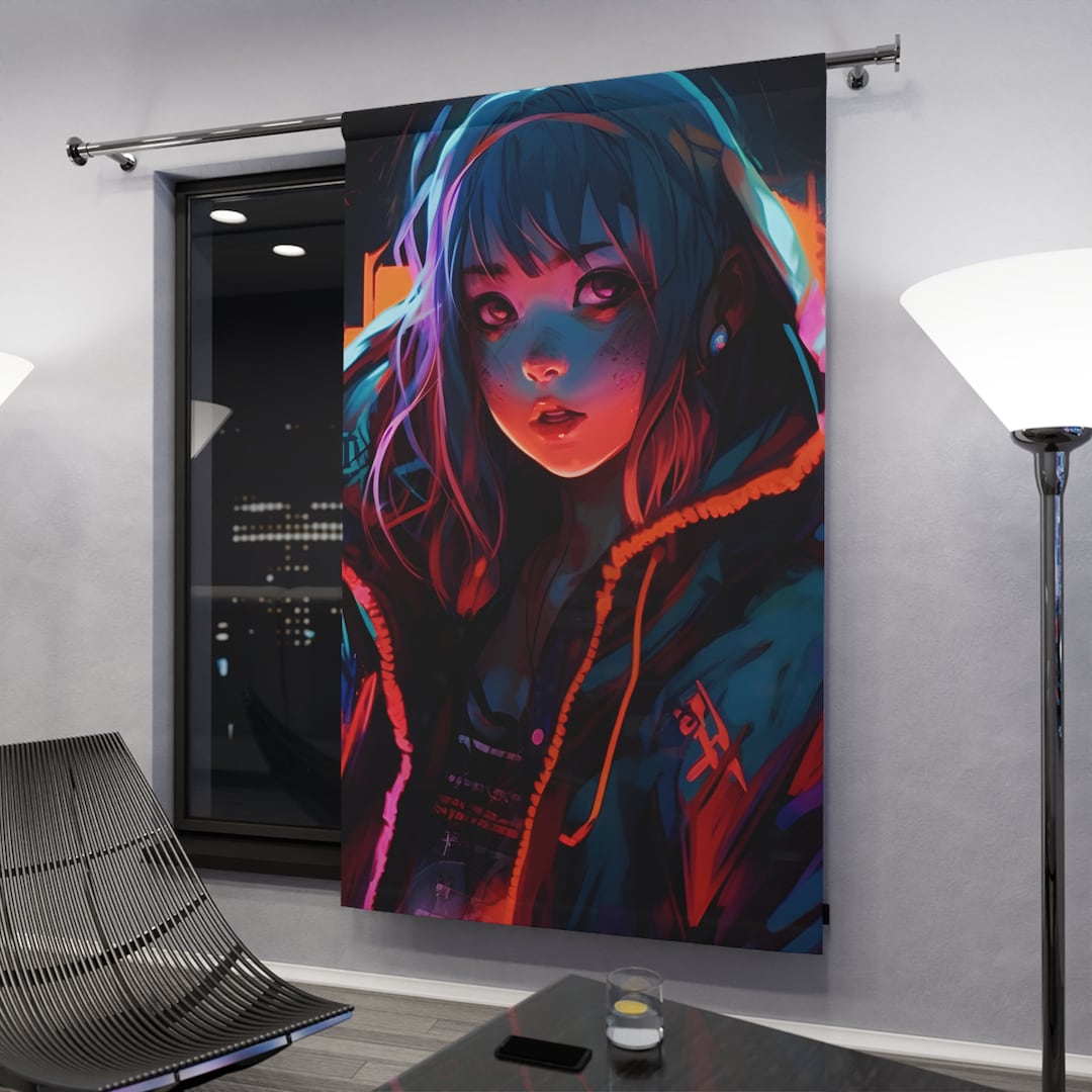 Cyberpunk Anime Girl Blackout Window Curtain Anime Window Curtain - Etsy UK