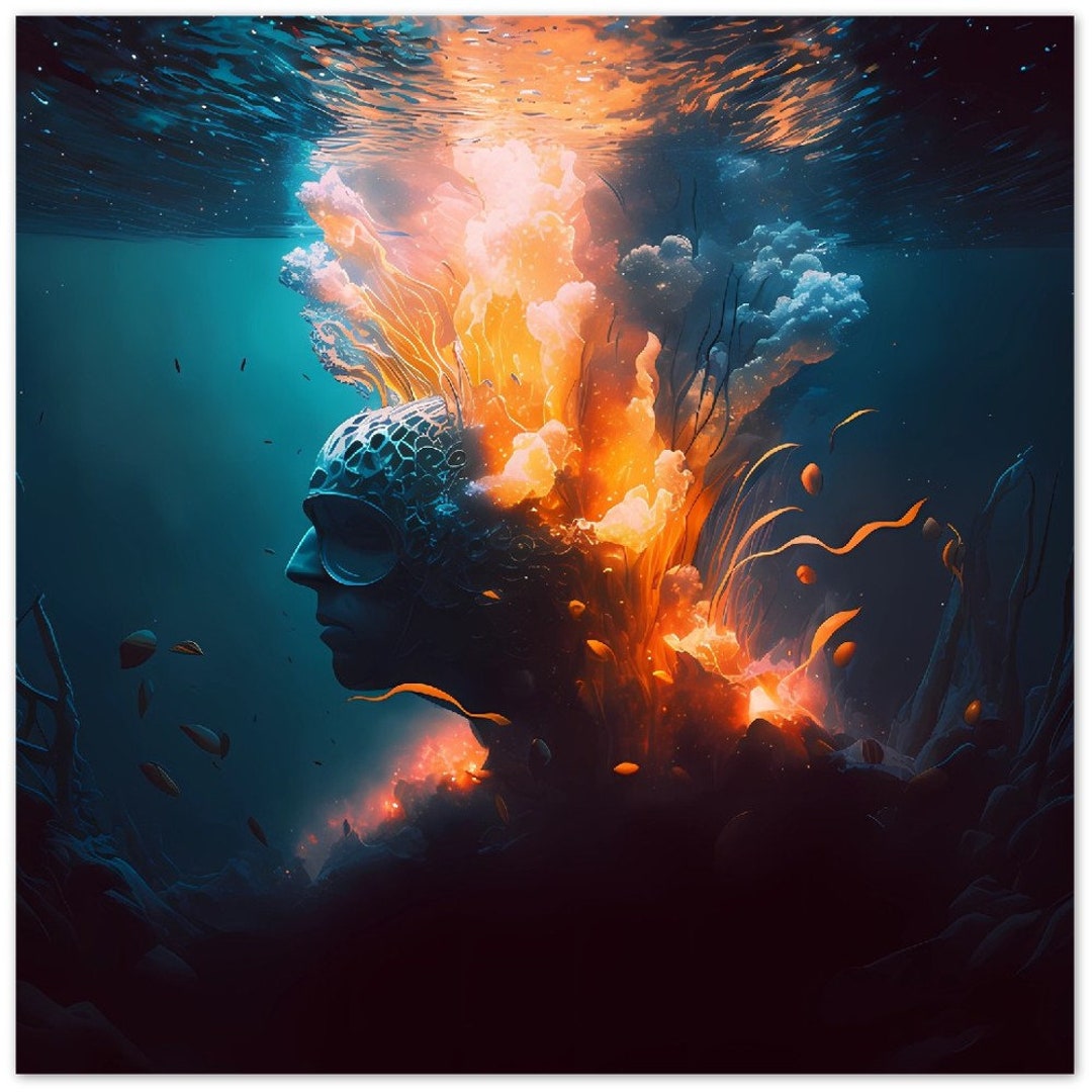 Underwater Head on Fire Aluminum Wall Art - Etsy