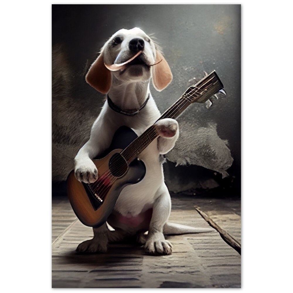 Dog Playing Guitar V2 Aluminum Wall Art - Etsy