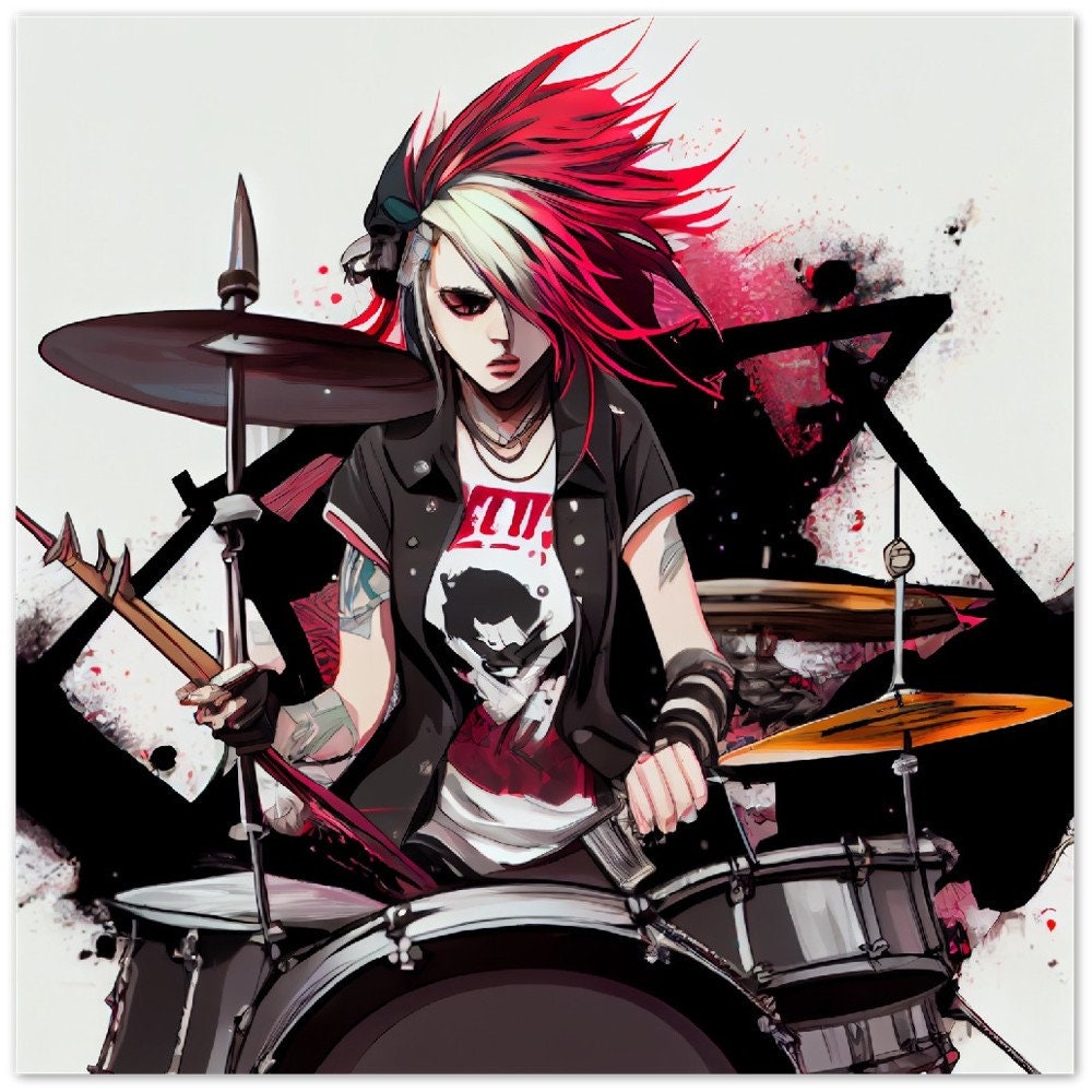 Anime Female Drummer Aluminum Wall Art - Etsy