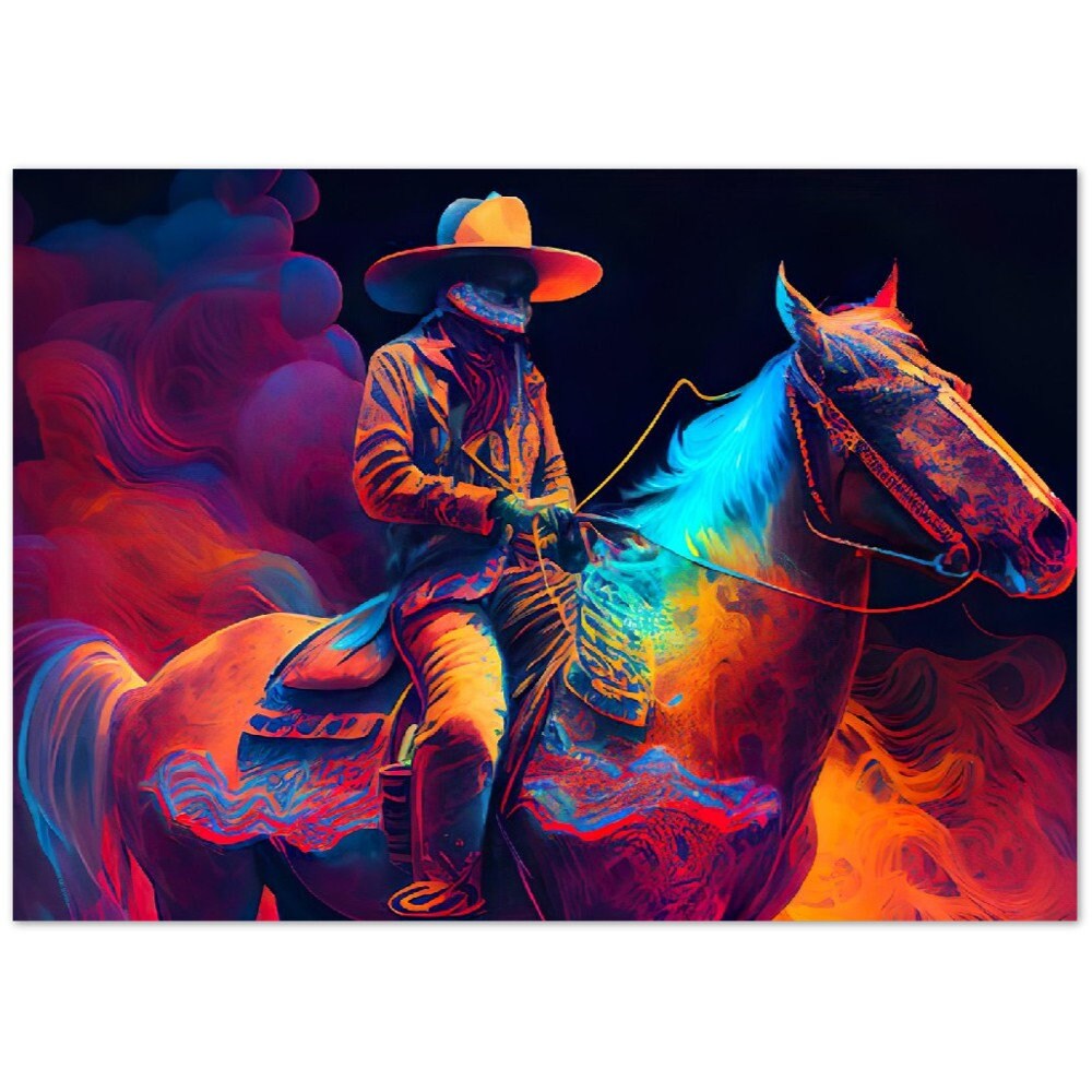 Trippy Cowboy Poster 46x33 Trippy Wall Art - Etsy