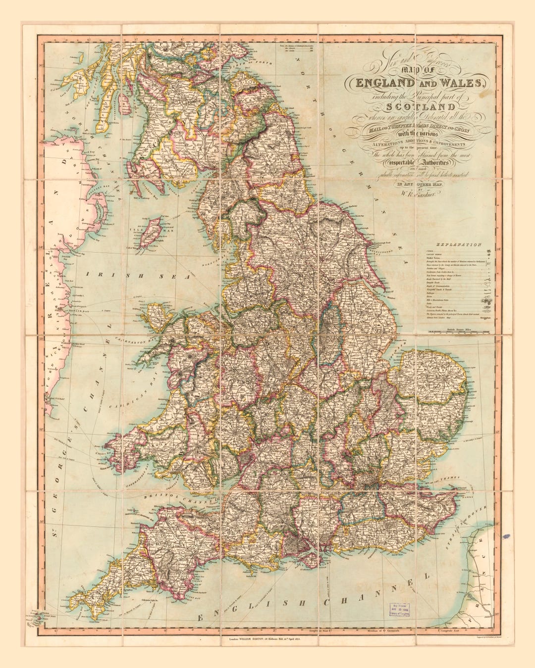 Old Map of England and Wales | Antique Travel Art | Colonial Chic ...