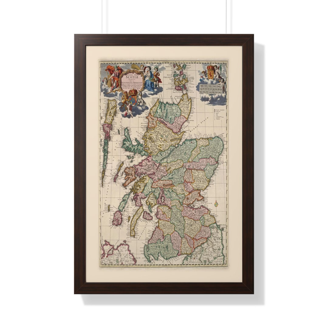Framed 1689 Map of Scotland | Vintage Scotland Map Print | Historic ...