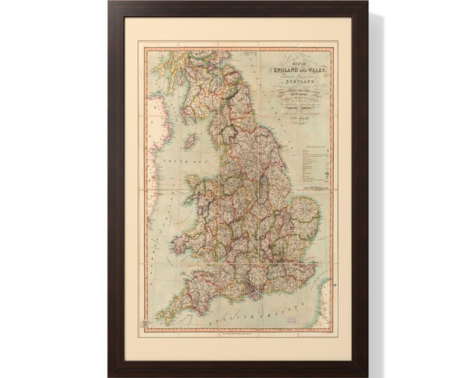 Antique Cloth Back Geographia Map of England and Wales 1923. Geographia ...