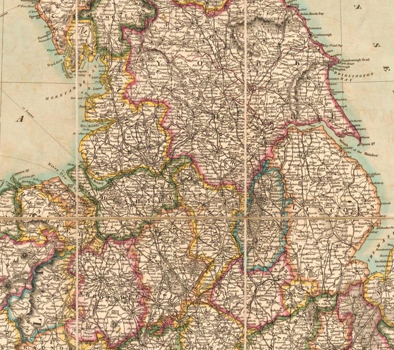 Antique England & Wales Map: 1823 Historical Print (digital Download ...