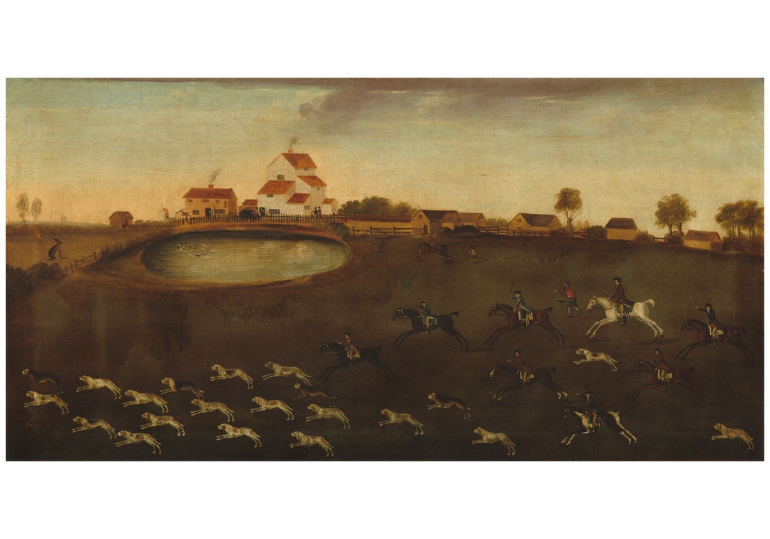 1700s Hunting Painting With a Pond, Eighteenth Century Nature Art ...