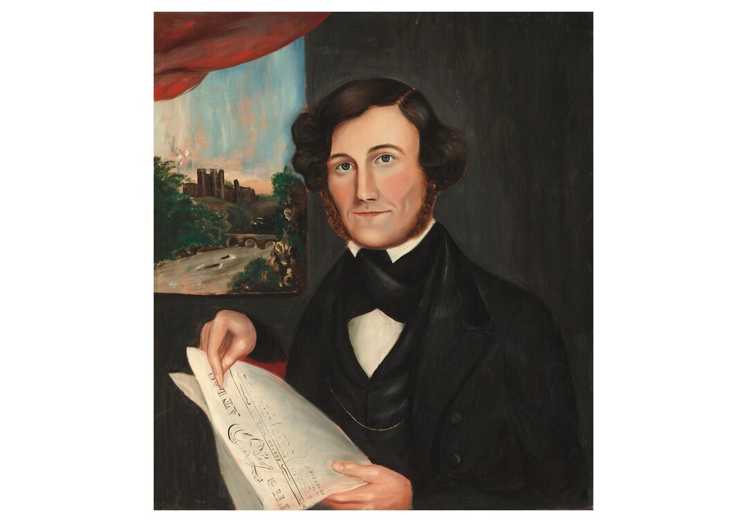 Vintage Portrait Painting of Man Reading, Antique Prints Wall Art ...